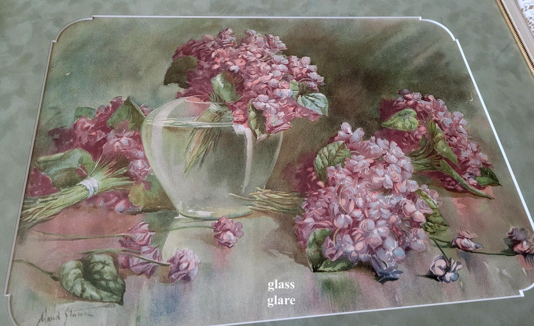 Antique Violets Print Large Maud Stumm Original Frame E350 Flower Floral Artwork Mom Gift ...