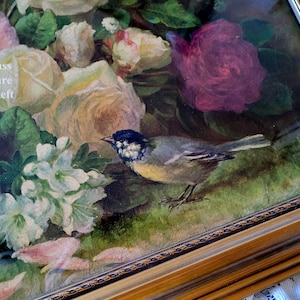 Antique Robie Roses Bird Bee LARGE Print E2673 Fragrance in Bloom Jean ...