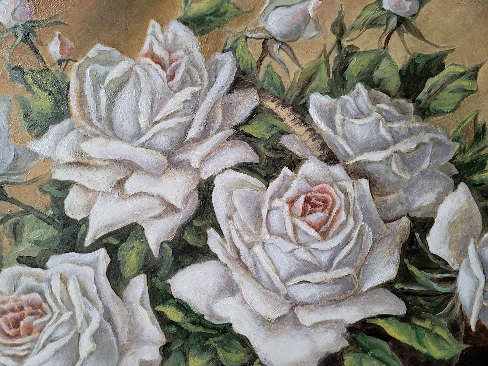 White Roses Painting Oil on Canvas E1631 Vintage Stan - Etsy