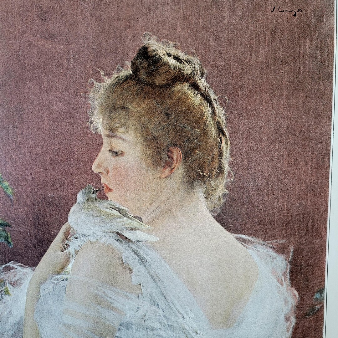 Antique French Lady Bird Dove Print Vittorio Mateo Corcos E1085 ...
