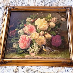 Antique Robie Roses Bird Bee LARGE Print E2673 Fragrance in Bloom Jean ...