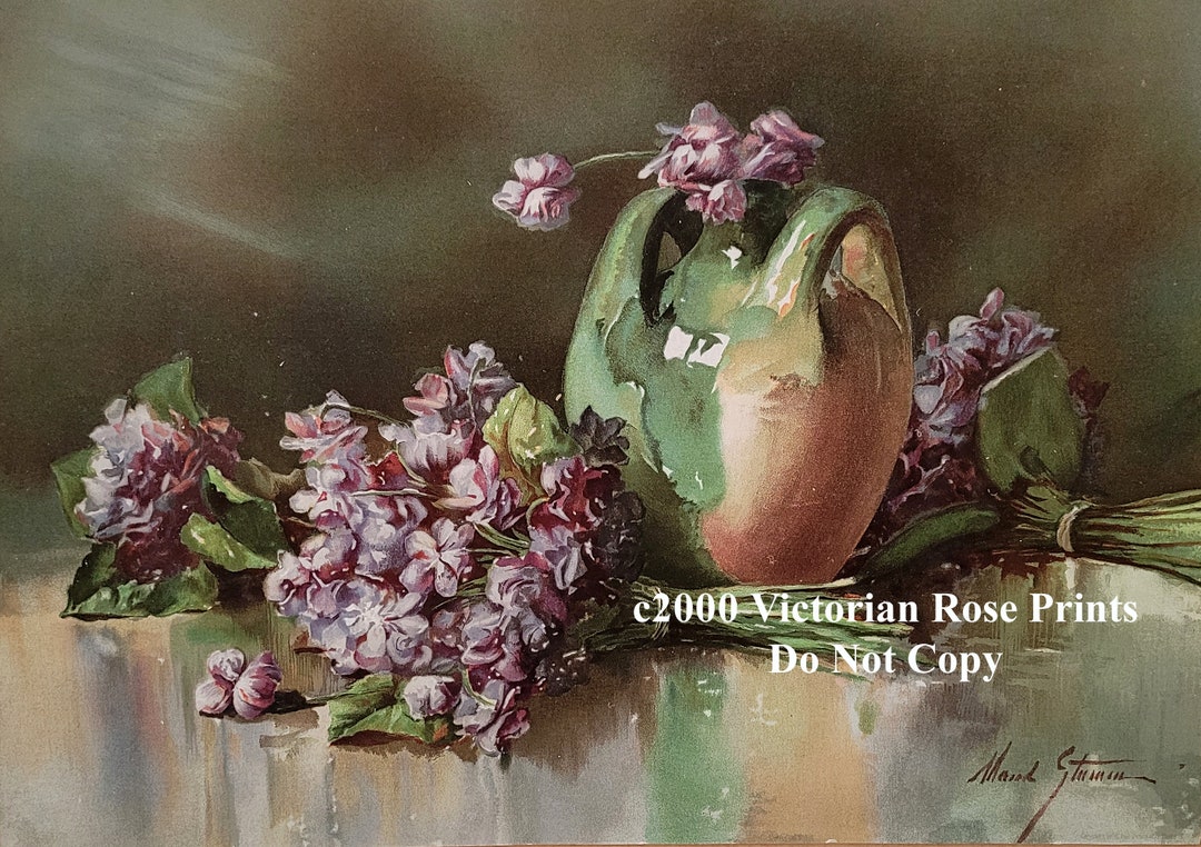Antique Violets Print by Maud Stumm A549 Flower Floral Print Boudoir Art Chromolithograph the ...