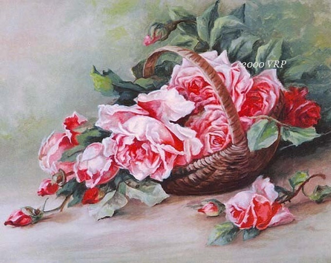 PRINT FREE SHIP Cabbage Roses Catherine Klein Pink Rose - Etsy