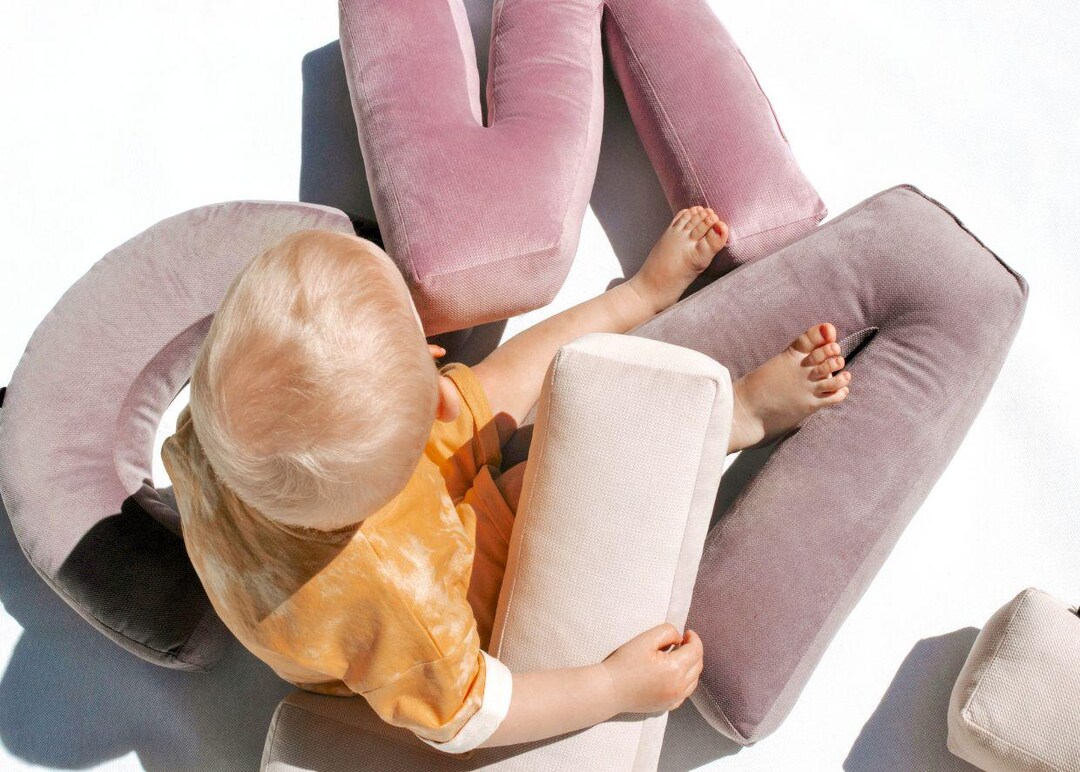 Large Alphabet Letter Pillows for Kids Room Decor VELVET Fabric, Oeko ...