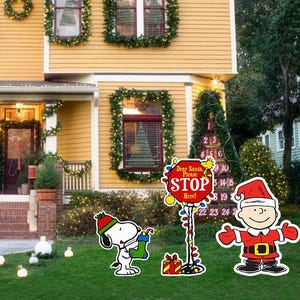Santa Stop Here! – Snoopy & Charlie Brown Christmas Yard Decor - Etsy