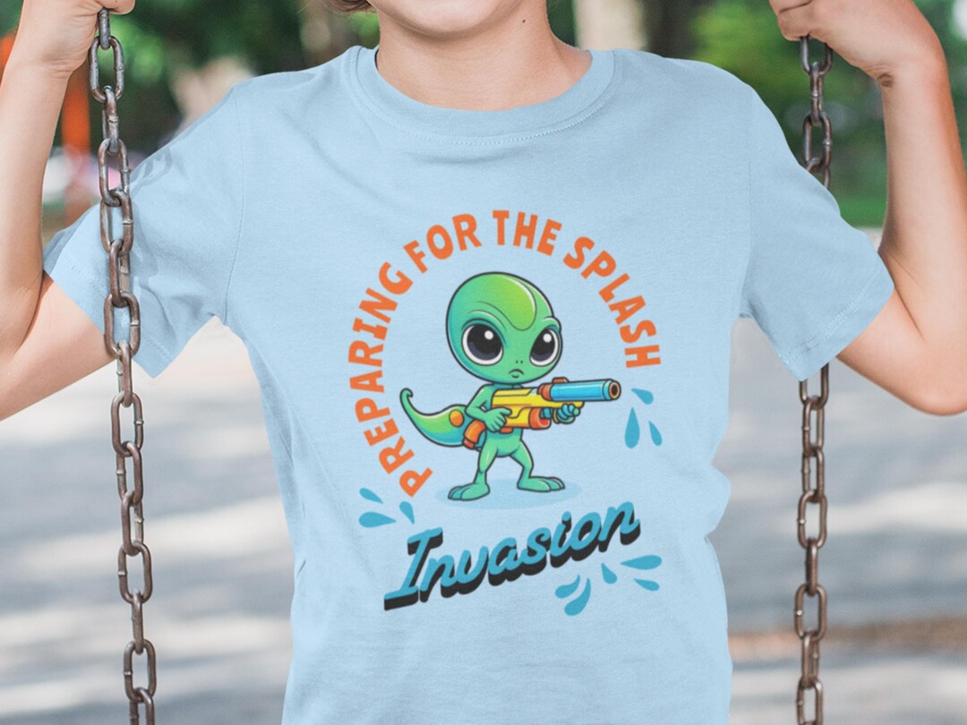 Alien Splash Invasion Kids Tee, Graphic Summer T-shirt - Etsy