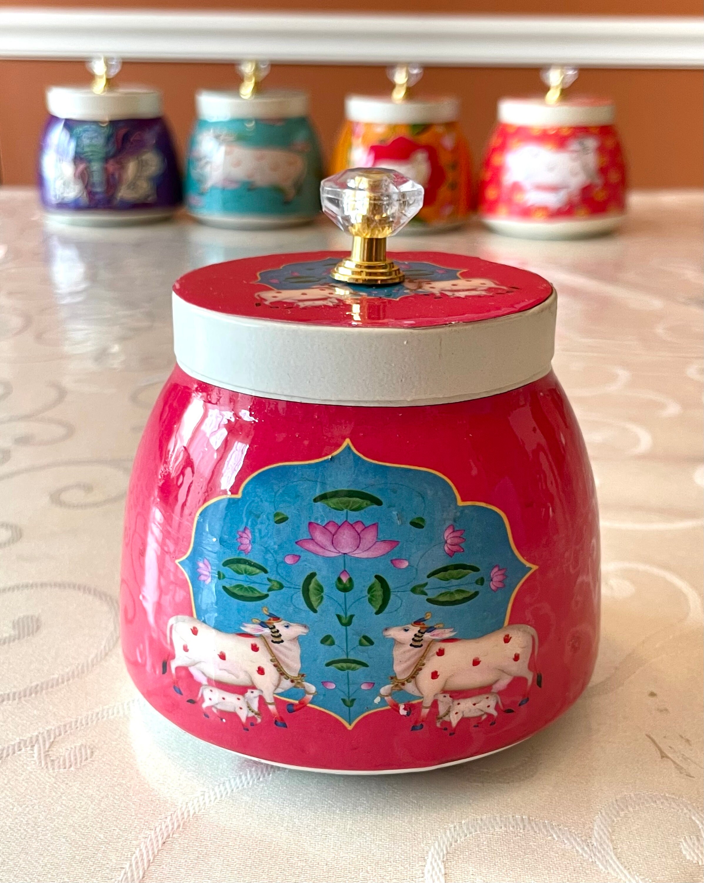 Large Pichwai Jars W/ Cows or Elephants, Indian Return Gift & Decor in ...