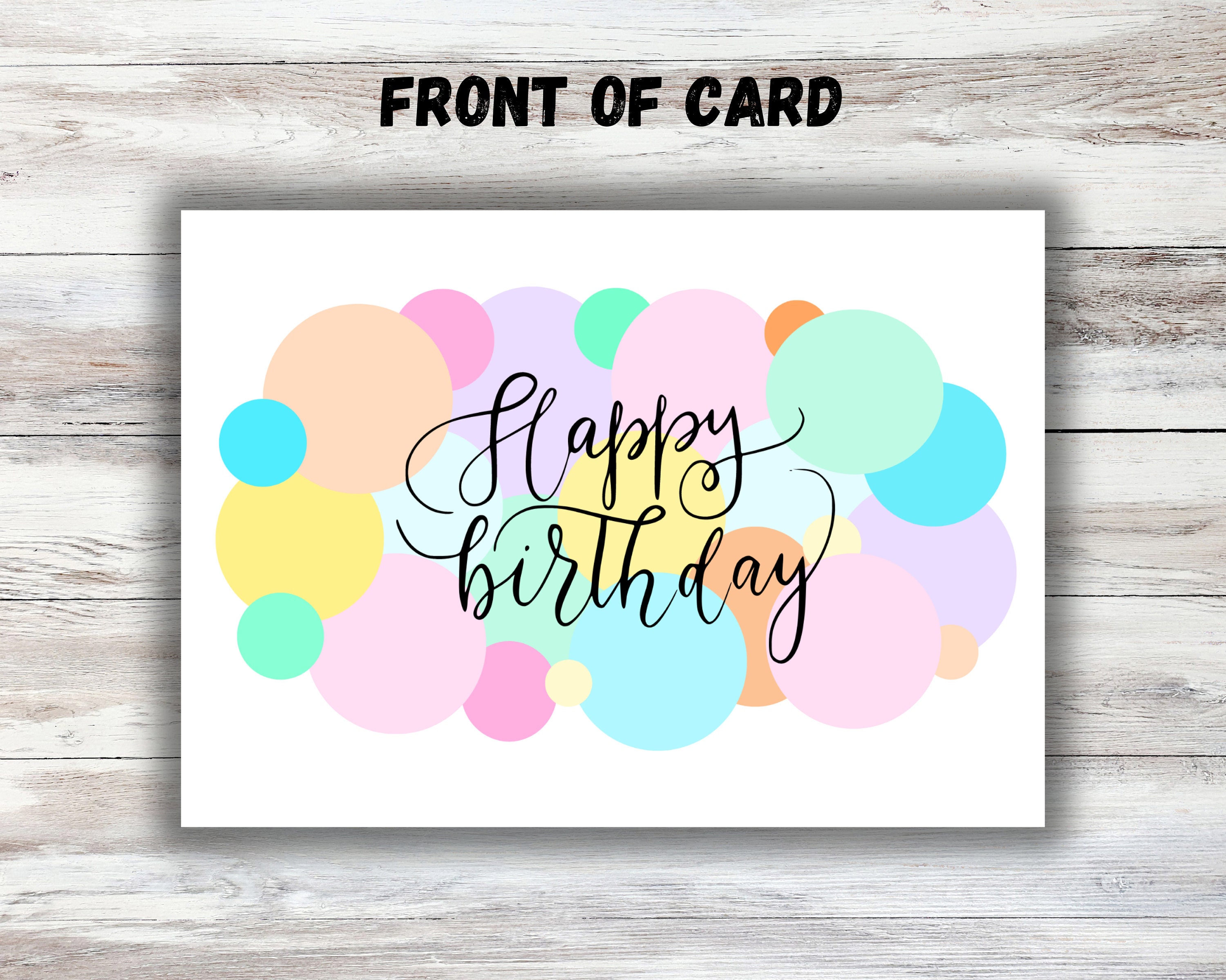 Printable Happy Birthday Card, Birthday Card, Colorful Birthday Card ...