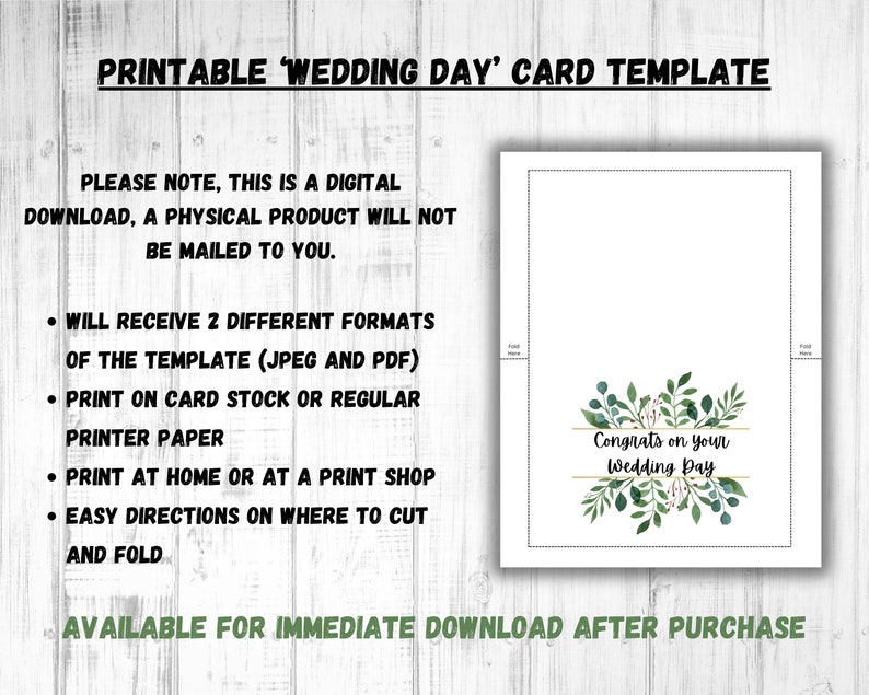 Digital Wedding Card, Printable Wedding Card, Newlyweds, Wedding Day Card, Digital Download ...
