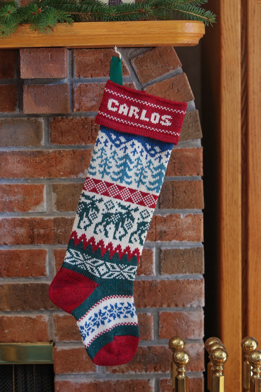 SNOWY MOUNTAINS Collection, Moose, Personalized Christmas Stocking - Etsy