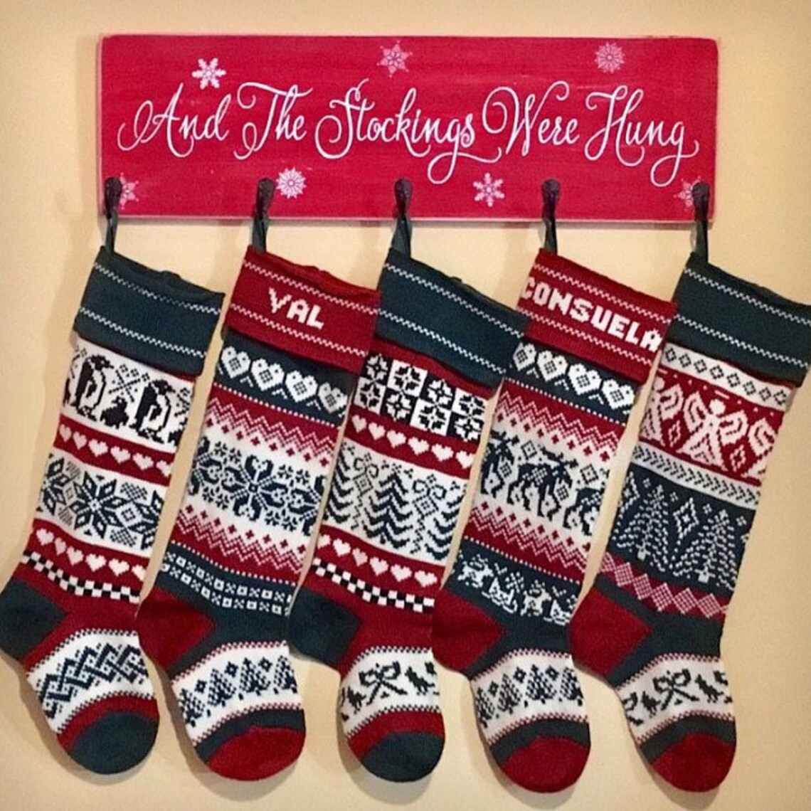 Personalized, Knitted Christmas Stocking, Angel or Moose - Etsy