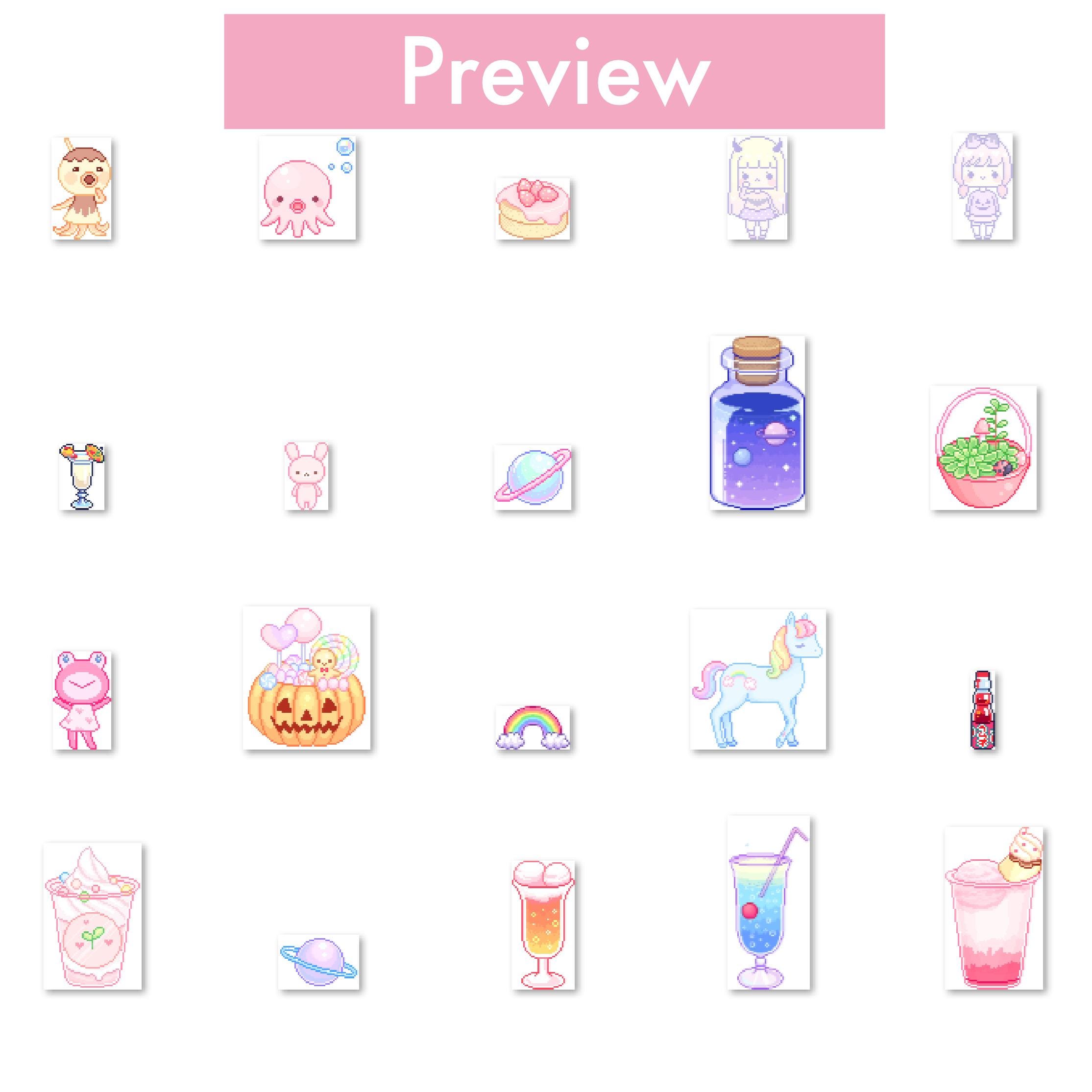200+ Pastel Pink Kawaii Aesthetic Pixel Art Icons - Cute Pixel Art ...