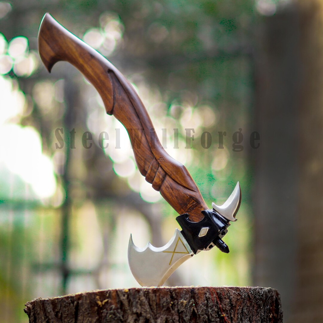 Custom Hand Forged Viking Double Blade Axe With Leather Sheath ...