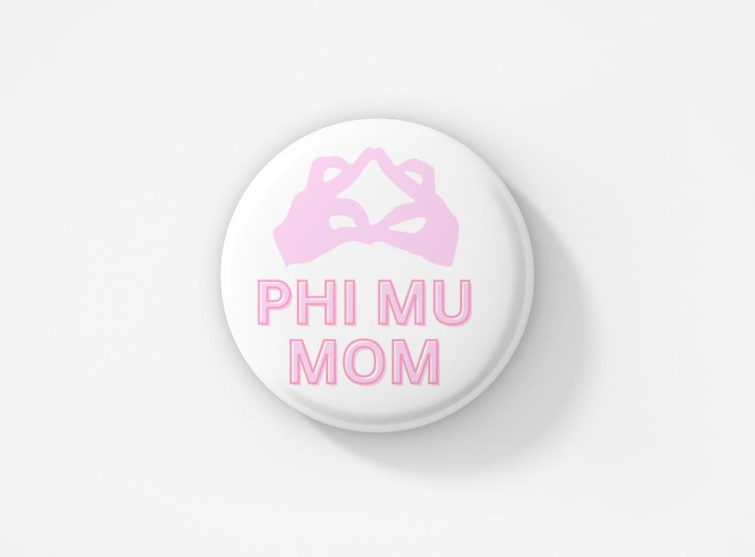 Phi Mu Mom Button White and Pink - Etsy
