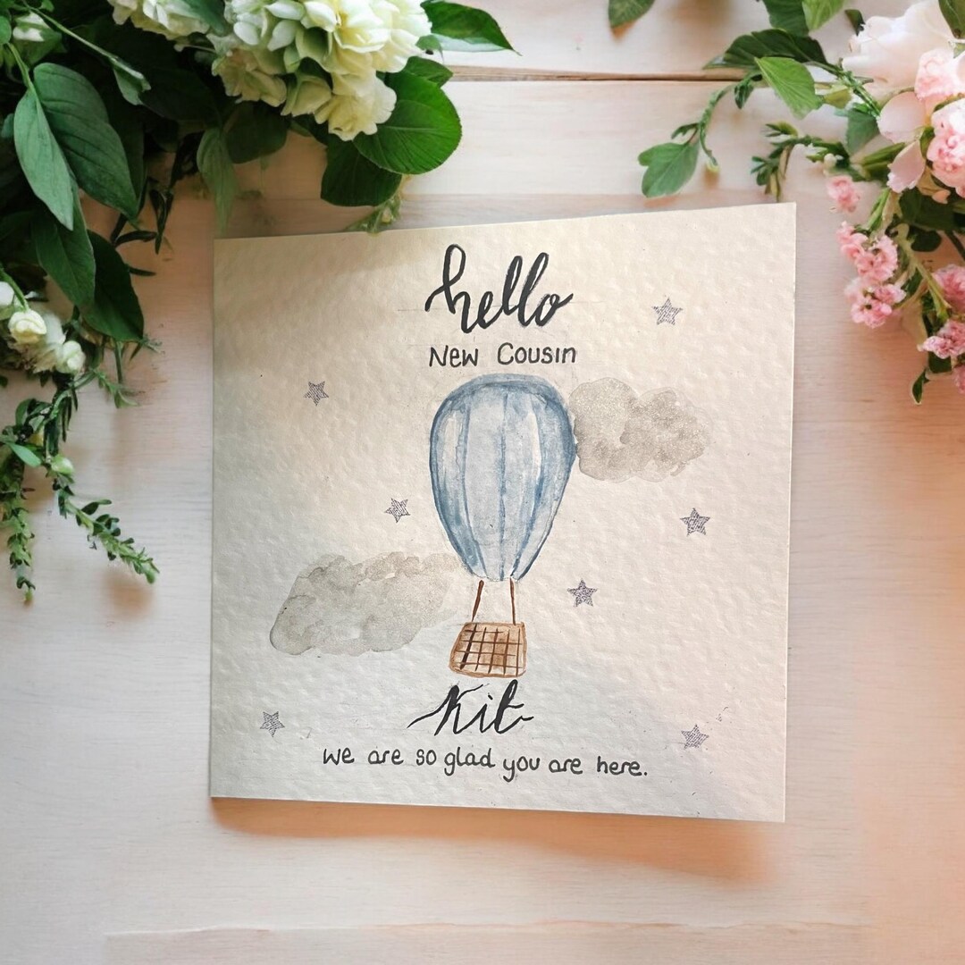 Hand Painted Watercolour New Baby Card Welcome Eco-friendly Card ...