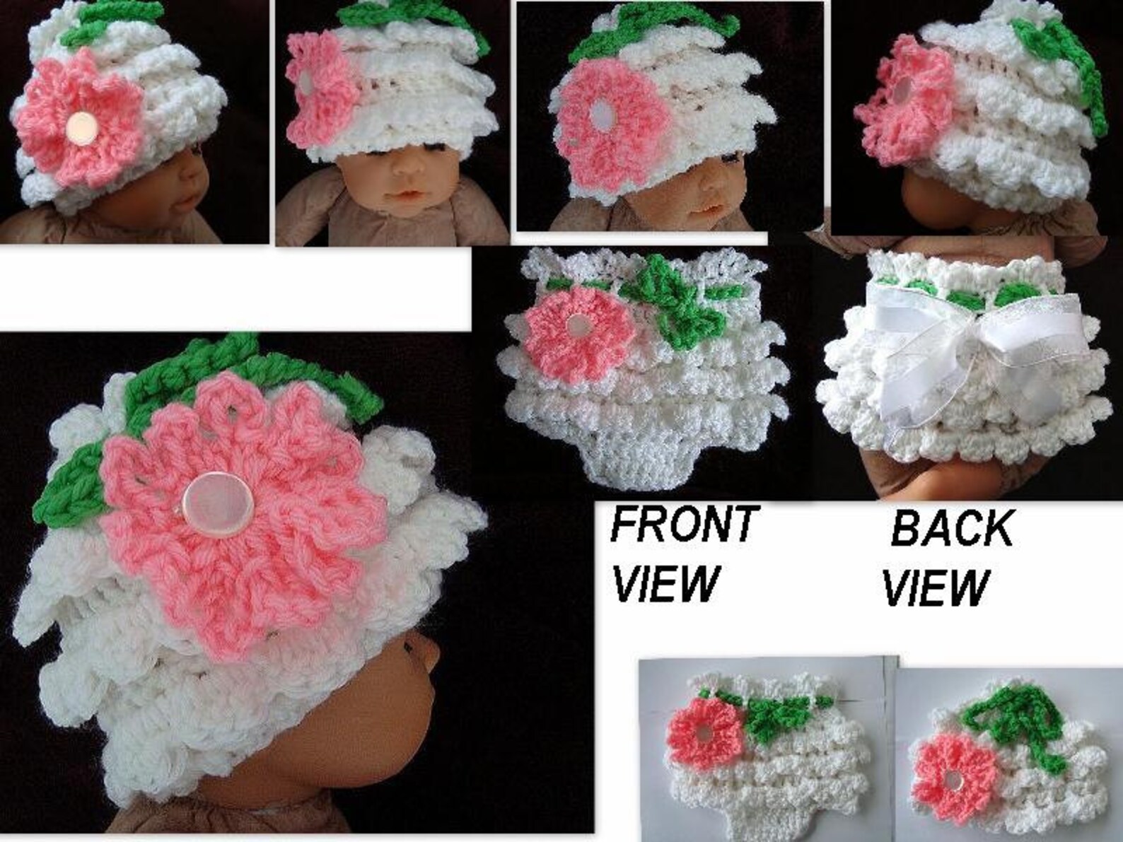 BABY Crochet Pattern Ruffled Pants Diaper Cover Hat and | Etsy