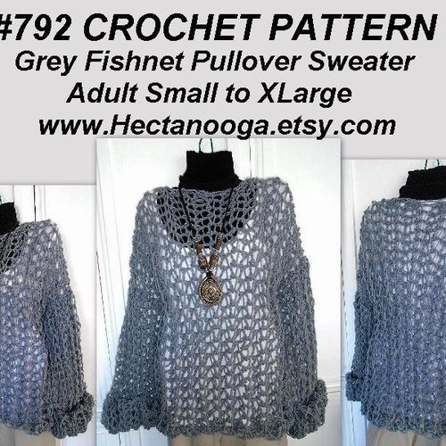 CROCHET PATTERN Pullover Sweater Fishnet Texture Small to | Etsy