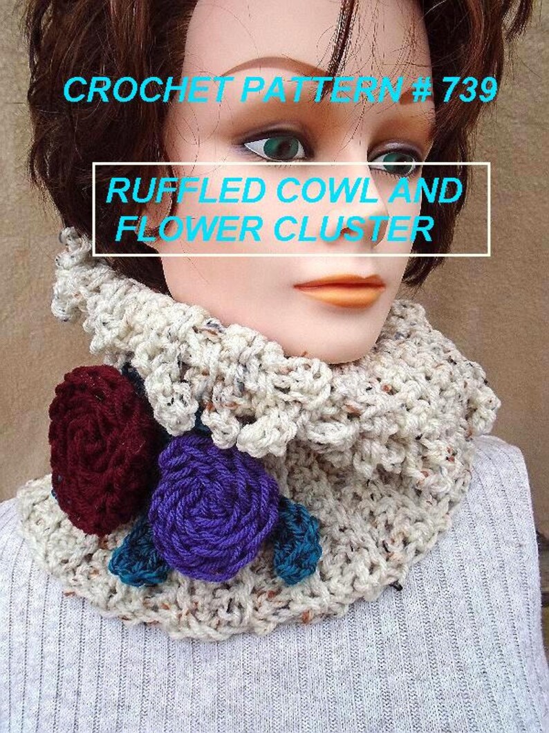CROCHET COWL PATTERN Scarf Pattern Flower Cluster Pattern | Etsy
