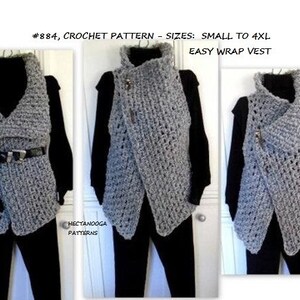 Women's Crochet WRAP VEST, Crochet Pattern, Sweater, Crochet for Women ...