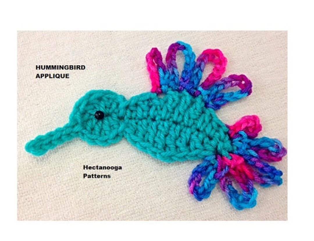 Crochet HUMMINGBIRD APPLIQUE Pattern, Hectanooga Patterns, Bugs and ...