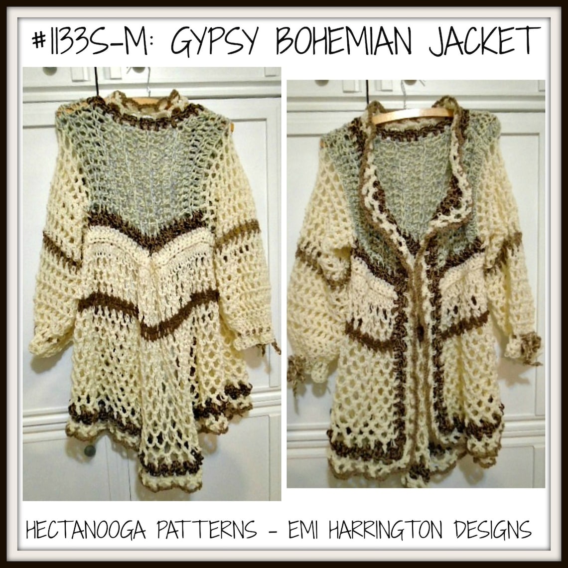 Crochet Vest Pattern, Mandala Jacket, Bohemian Coat, Sweater, Adult S-M ...