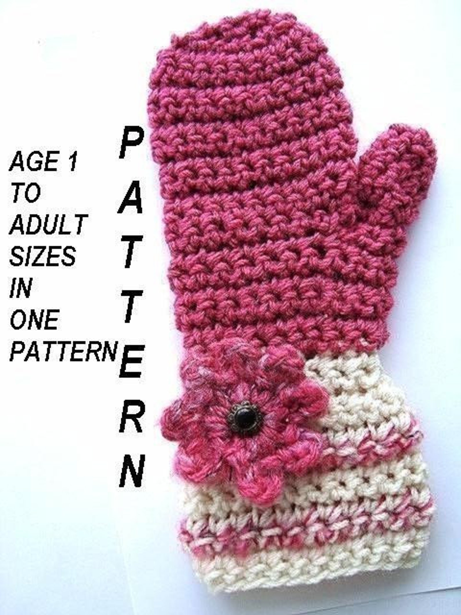 Mittens CROCHET PATTERN, Instant Download, 231, Raspberry Mittens ...