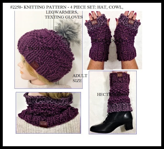 KNITTING PATTERNS Caron Tea Cakes Hat set 4 piece set: Hat | Etsy