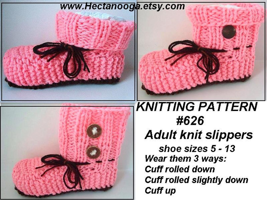 KNITTED SLIPPERS, Unisex Adult Slippers, Wear Them 3 Ways, Sizes ...