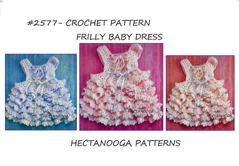 CROCHET BABY Dress Pattern, Sweet Frilly Baby Dress, Newborn - 3 Months ...