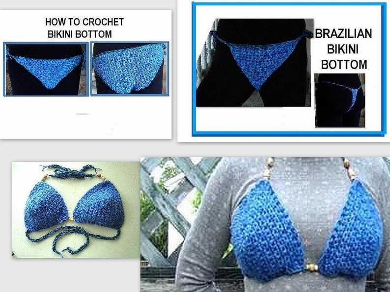 3 Piece Bikini Set, CROCHET PATTERN, Crochet Bikini, Top, String Bottom ...