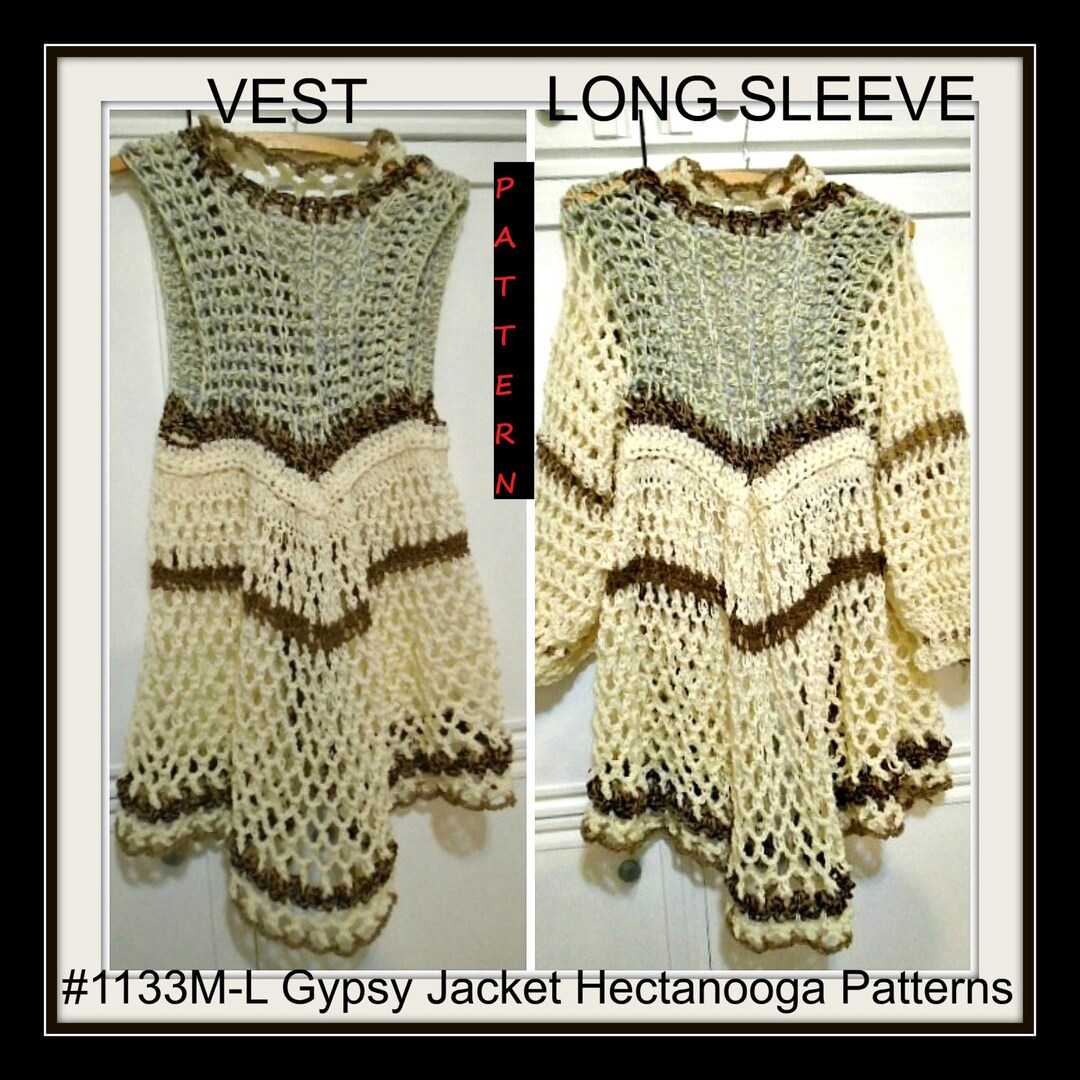 Crochet Vest Pattern, Mandala Jacket, Bohemian Coat, Sweater, Adult S-M ...