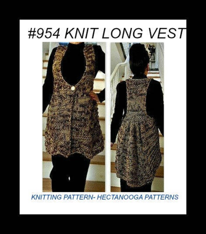 KNITTING PATTERN Sweater Fiesta Long Bohemian Vest Easy - Etsy
