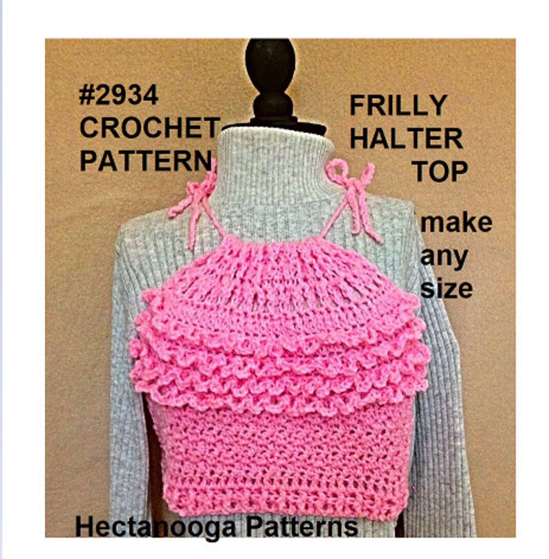 FRILLY HALTER TOP, Easy Crochet Pattern, Xs - 5xl Sizes, Crochet for ...