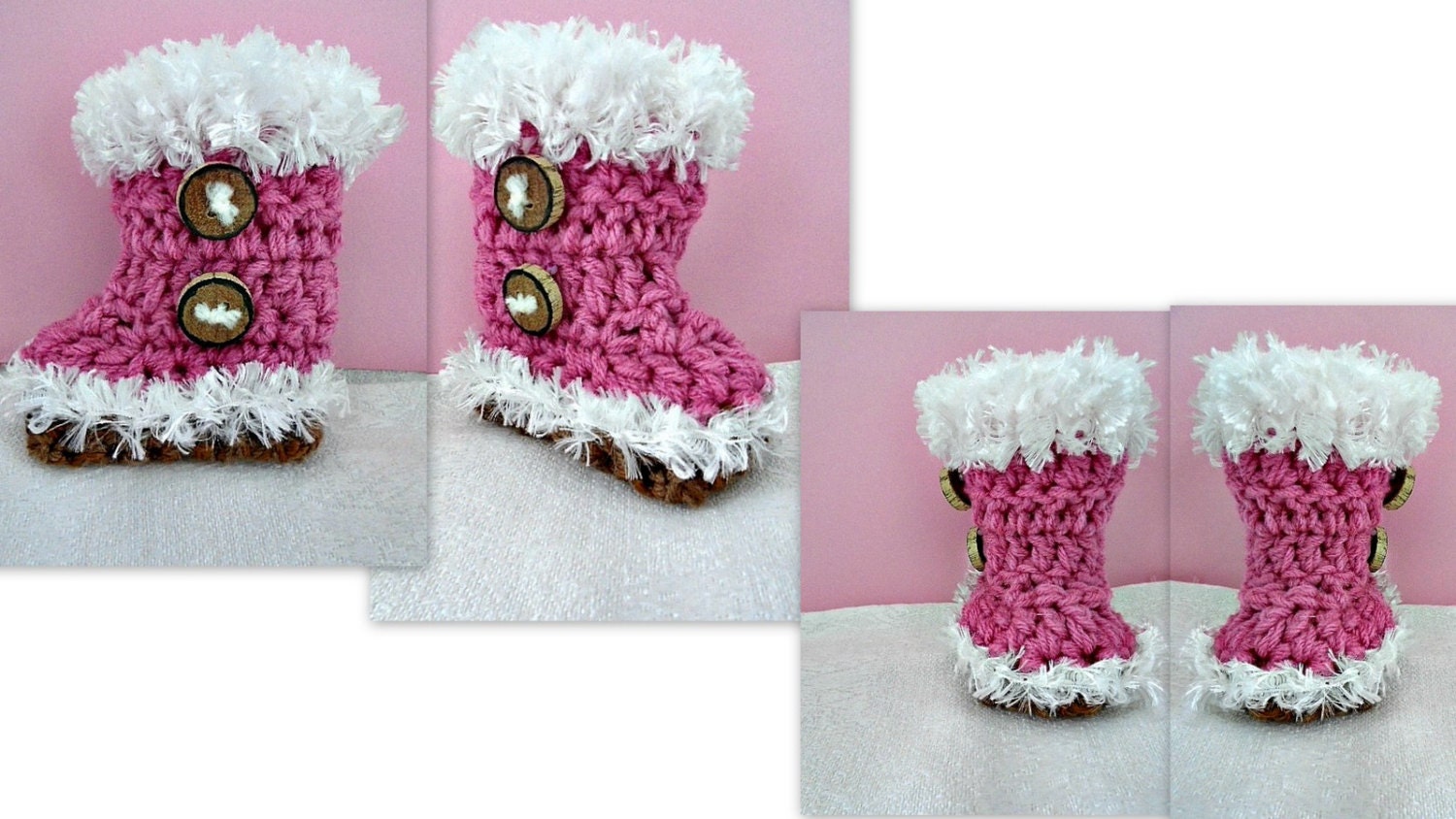 Fluff Cuff Baby Booties Crochet Pattern Num. 921 Newborn to | Etsy