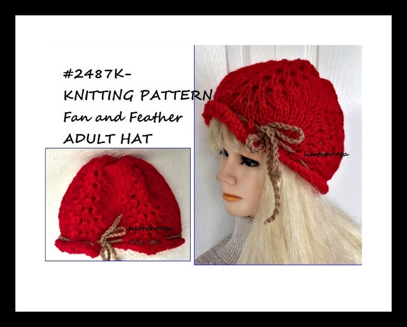 KNIT HAT PATTERN, Fan and Feather Stitch, Knitting Patterns, Women's ...