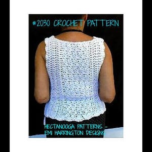 Easy Women's Crochet Pattern, Pullover Sleeveless Sweater, Shell Top ...