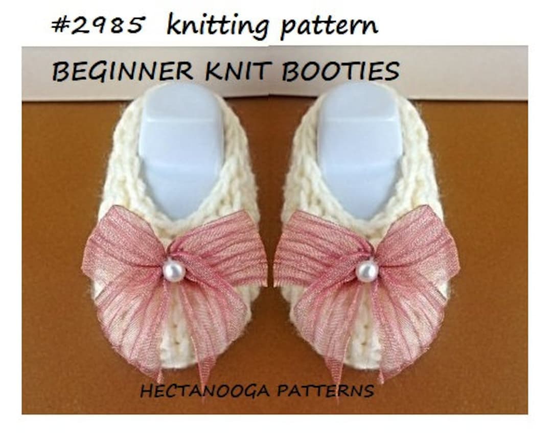 KNIT BOOTIES PATTERN, Worked Flat for Beginners, 3 Sizes Preemie to 6 ...