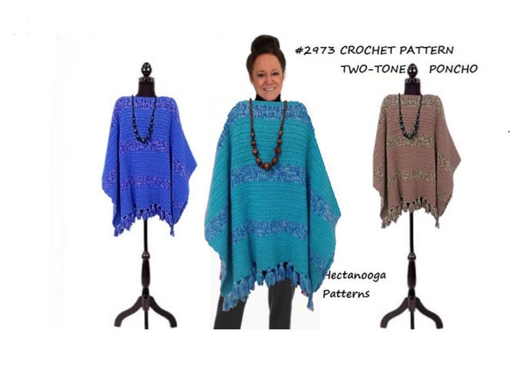 CROCHET PONCHO PATTERN, Two-tone Poncho, Easy Poncho Pattern, Teens ...