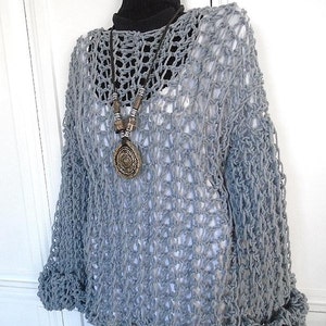 CROCHET PATTERN, Pullover Sweater, Fishnet Texture, Small to Xlarge ...