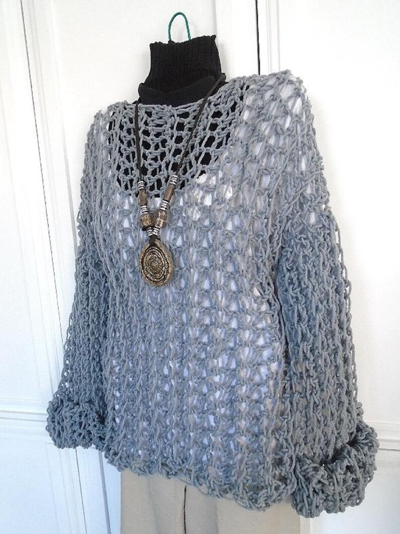 CROCHET PATTERN Pullover Sweater Fishnet Texture Small to | Etsy