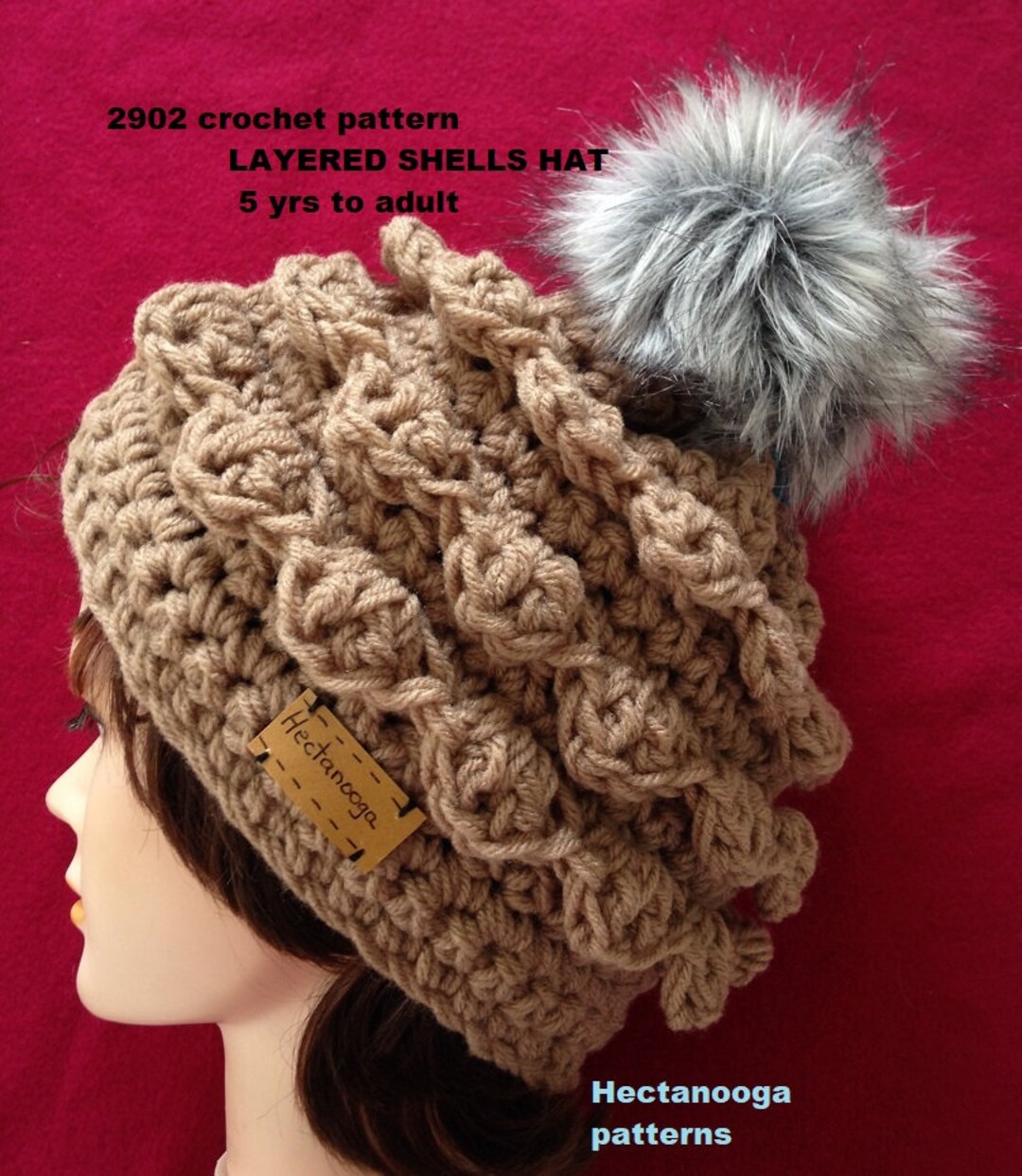CROCHET HAT PATTERN, Layered Shells Touque, Child-teen-women, Easy ...