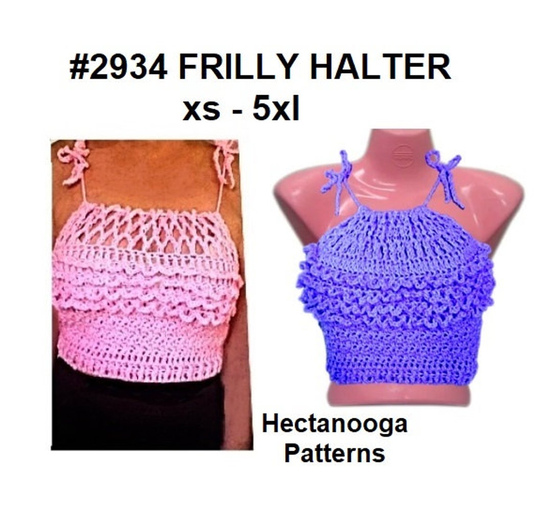 FRILLY HALTER TOP, Easy Crochet Pattern, Xs - 5xl Sizes, Crochet for ...