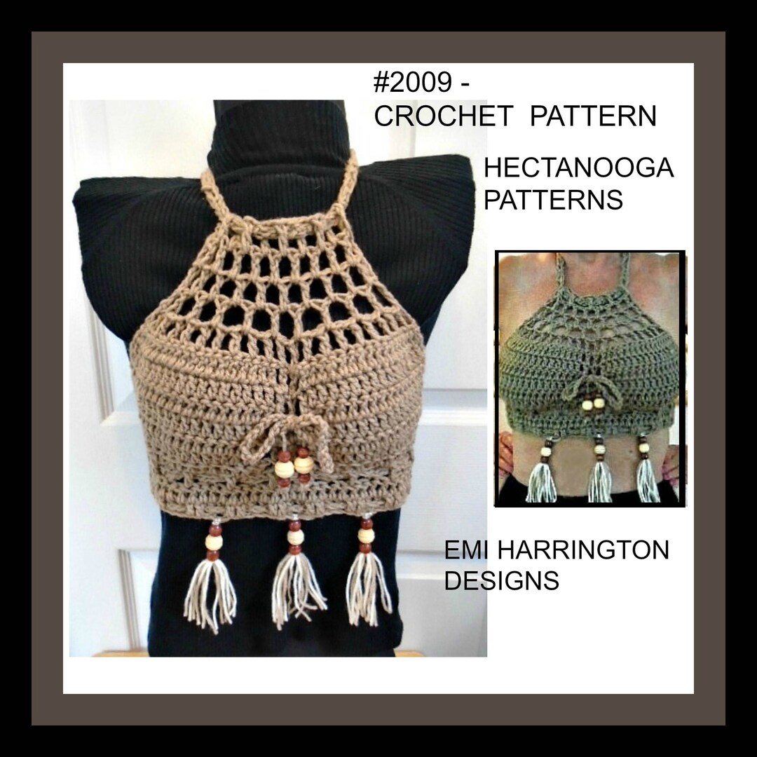 Bohemian Fringed Halter Top - CROCHET PATTERN - Adult Small to Large ...