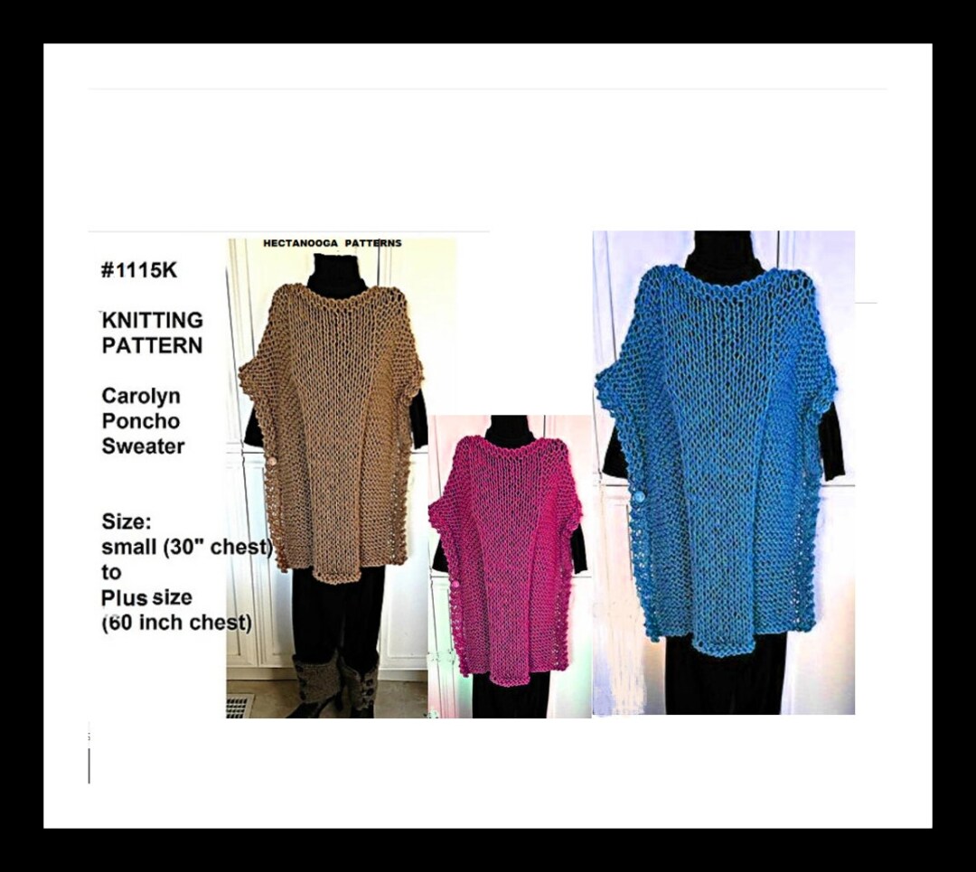 KNITTING PATTERN Poncho Sweater 3 Hour Project Women's - Etsy