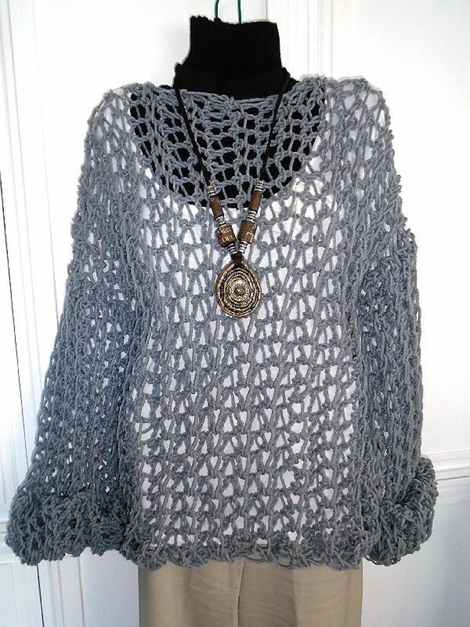 CROCHET PATTERN Pullover Sweater Fishnet Texture Small to | Etsy