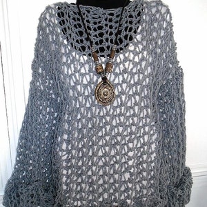 CROCHET PATTERN, Pullover Sweater, Fishnet Texture, Small to Xlarge ...