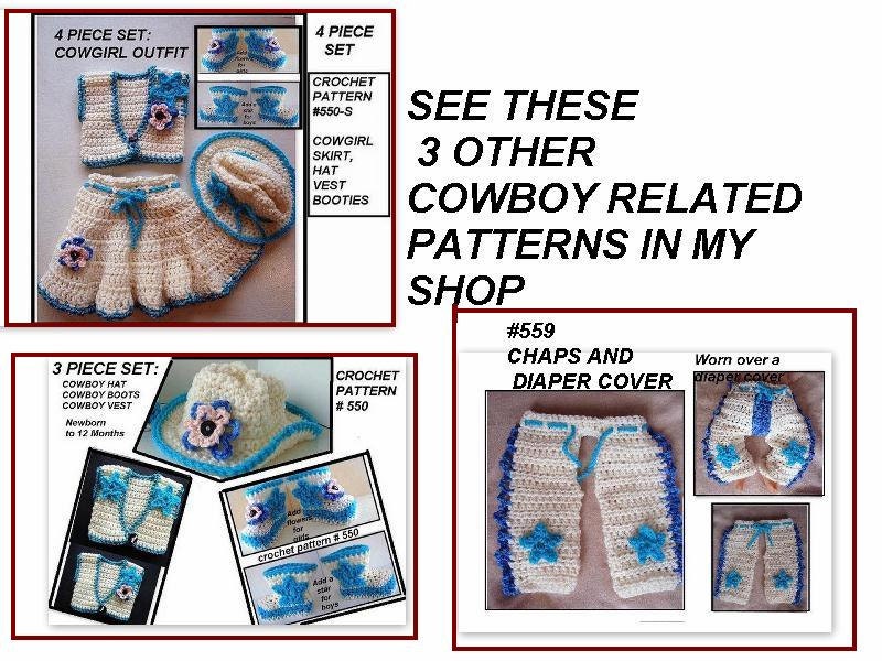 CROCHET PATTERN, Cowboy CHAPS and Diaper Cover, Newborn to Age 2, Boys ...