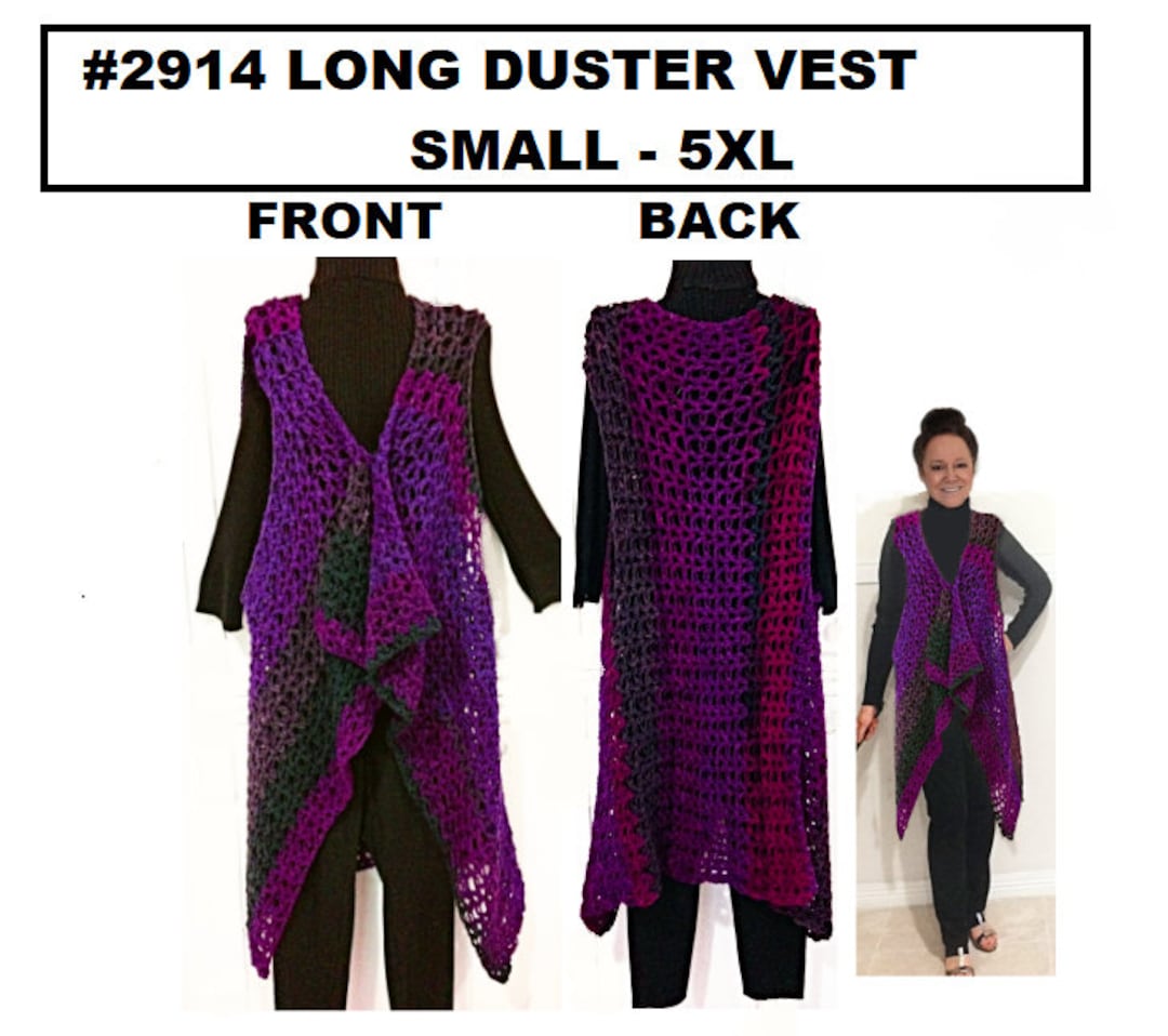 CROCHET PATTERN LONG Duster Vest Make It Any Length - Etsy