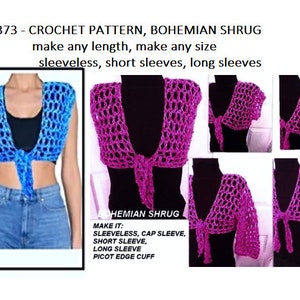 CROCHET Shrug PATTERN, Easy Bohemian Summer Shrug, Any Size, Children ...
