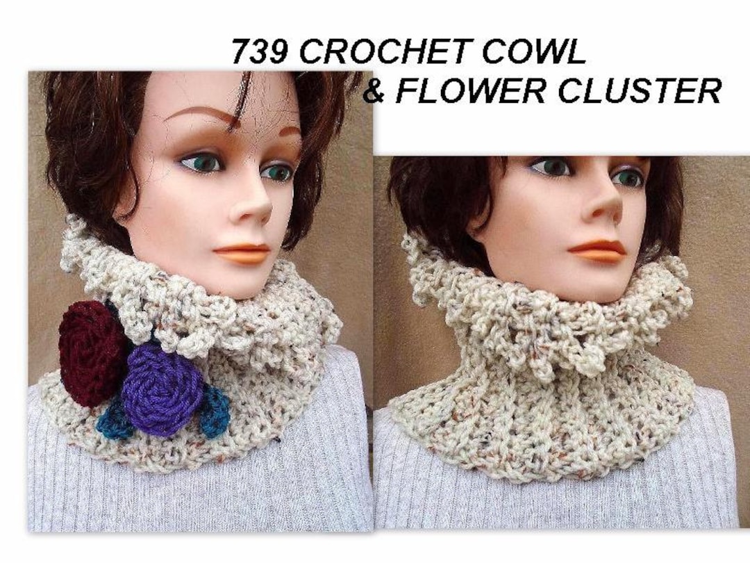CROCHET COWL PATTERN, Scarf Pattern, Flower Cluster Pattern, Looks Like ...